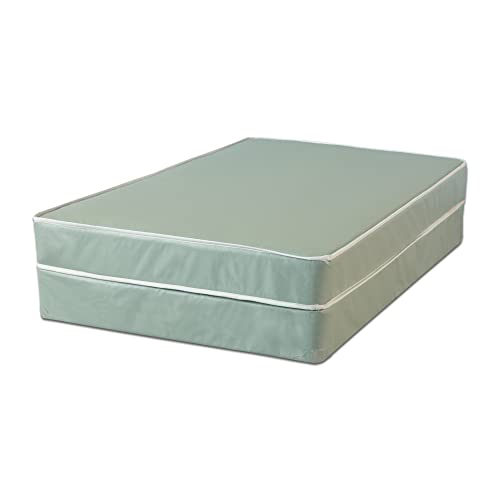 Mattress Solution 8-Inch Firm Double sided Tight top Waterproof Vinyl Innerspring Mattress and 4" Split Wood Traditional Box spring Set, Twin