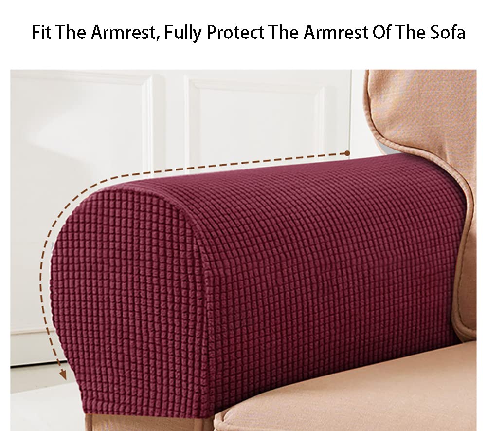 LINGXIYA Set of 2 Sofa Armrest Cover, Soft Stretch Arm Cover for Recliners Sofas Chairs,Couch Furniture Armrest Protector Covers