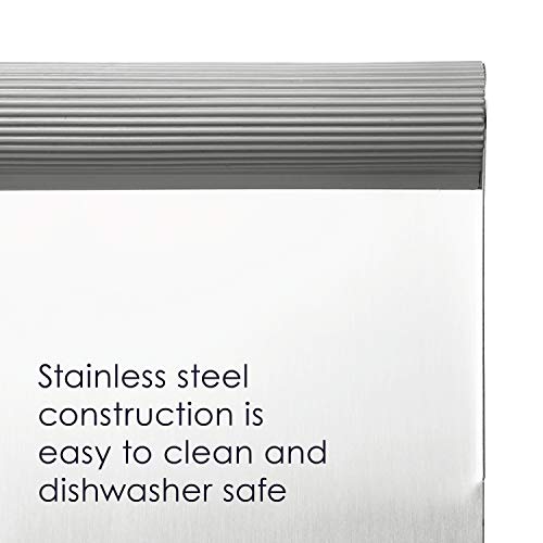 Rachael Ray Tools and Gadgets Stainless Steel Pastry Scraper / Bench Scrape / Kitchen Tool for Baking and Cooking / Dishwasher Safe, Sea Salt Gray, 6x5x1in