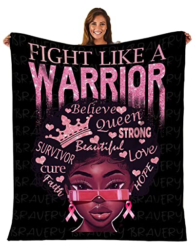 LARSD Breast Cancer Awareness Blanket Breast Cancer Survivor Gifts for Women Warm Soft Sympathy Inspirational Healing Throw Blanket for Couch Bed