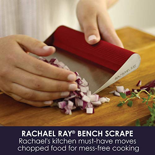 Rachael Ray Tools and Gadgets Stainless Steel Pastry Scraper / Bench Scrape / Kitchen Tool for Baking and Cooking / Dishwasher Safe, Sea Salt Gray, 6x5x1in