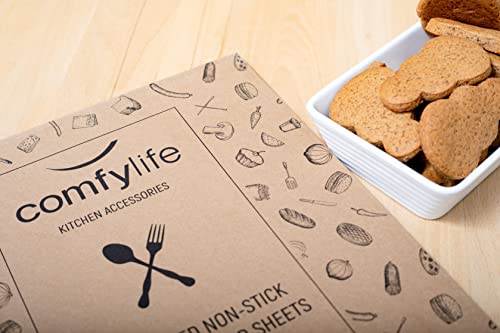 Comfylife 120 x Parchment Paper Sheets - No Curl, No Tear, No Burn Baking Paper (16 x 12 inch) – Precut Parchment Paper For Baking – No Chemical Unbleached Parchment Paper – Cookie Paper Baking Sheets