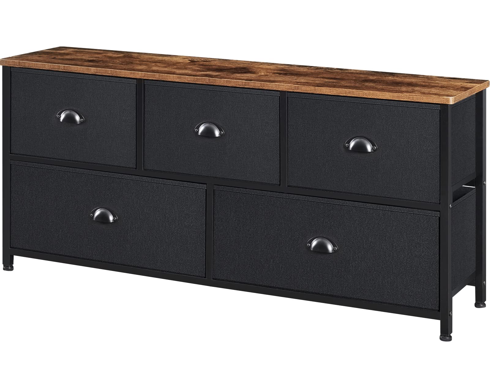PRAISUN Dresser TV Stand, Entertainment Center with Fabric Drawers, Media Console, TV Table for 55 Inch TV, Bedroom Dresser with Metal Frame - Black