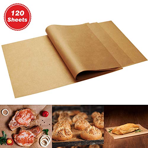 Comfylife 120 x Parchment Paper Sheets - No Curl, No Tear, No Burn Baking Paper (16 x 12 inch) – Precut Parchment Paper For Baking – No Chemical Unbleached Parchment Paper – Cookie Paper Baking Sheets