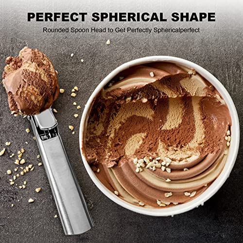 Ice Cream Scoop Stainless Steel Ice Cream Scooper Metal Ice Cream Scoops with Trigger, Perfect for Frozen Yogurt, Gelatos, Sundaes (Medium Silver) (silver style 1) (Silver)
