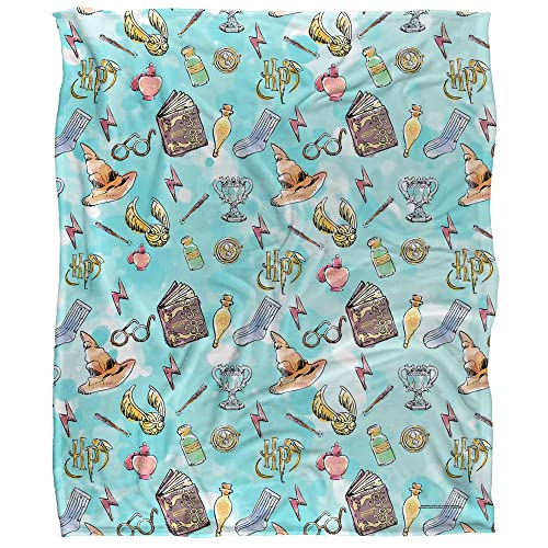 Harry Potter Blanket, 50"x60", Water Color Pattern Silky Touch Sherpa Back Super Soft Throw Blanket