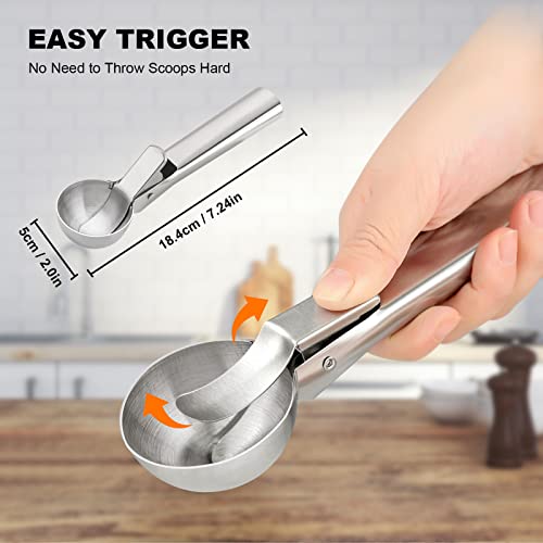 Ice Cream Scoop Stainless Steel Ice Cream Scooper Metal Ice Cream Scoops with Trigger, Perfect for Frozen Yogurt, Gelatos, Sundaes (Medium Silver) (silver style 1) (Silver)