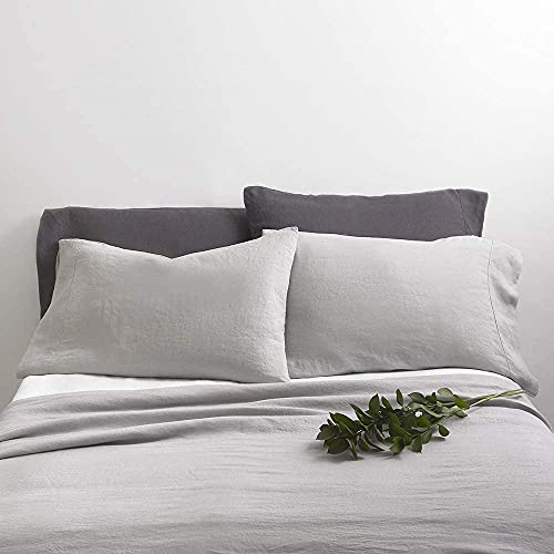 Natural Linen Duvet Cover from Baloo, Removable Cover for Weighted Blankets - Soft, Premium, Breathable French Linen, 42x72 inches, Dove Grey…