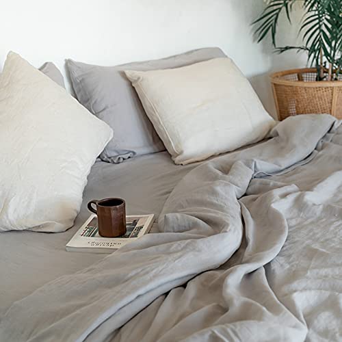 Natural Linen Duvet Cover from Baloo, Removable Cover for Weighted Blankets - Soft, Premium, Breathable French Linen, 42x72 inches, Dove Grey…