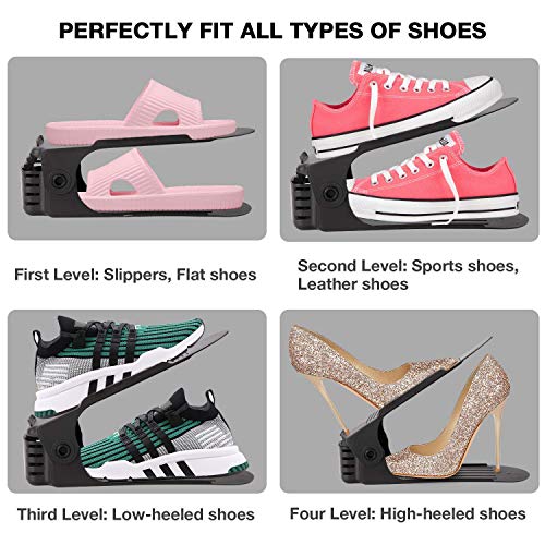 JRM's Shoe Slots Organizer for Closet Shoe Space Saver, Double Layer Shoe Rack Organizer Holder for Closet (Pack of 2)