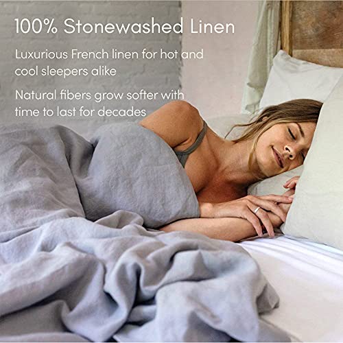 Natural Linen Duvet Cover from Baloo, Removable Cover for Weighted Blankets - Soft, Premium, Breathable French Linen, 42x72 inches, Dove Grey…