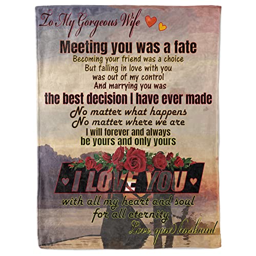 Wife Blanket from Husband, Blanket Wife Birthday Gifts, Blanket Best Ever Gifts, Christmas Day Present Idea for Wife, Wedding Anniversary Wife Blanket Gifts Flannel Throw Blankets 12.90*10.62*1.18In 