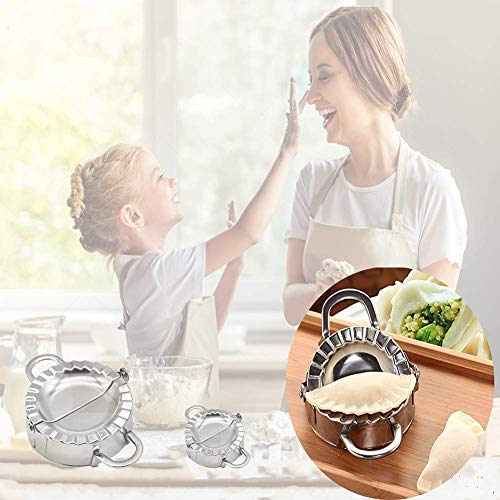 Stainless Steel Dumpling Ravioli Maker Press,AUAM 2 Pack Pierogi Mold - Wonton Mould, Easy-tool for Dumpling Wrapper Dough Stamp Cutter Pastry Pie Making (Small 3 inch,Large 3.75 inch)