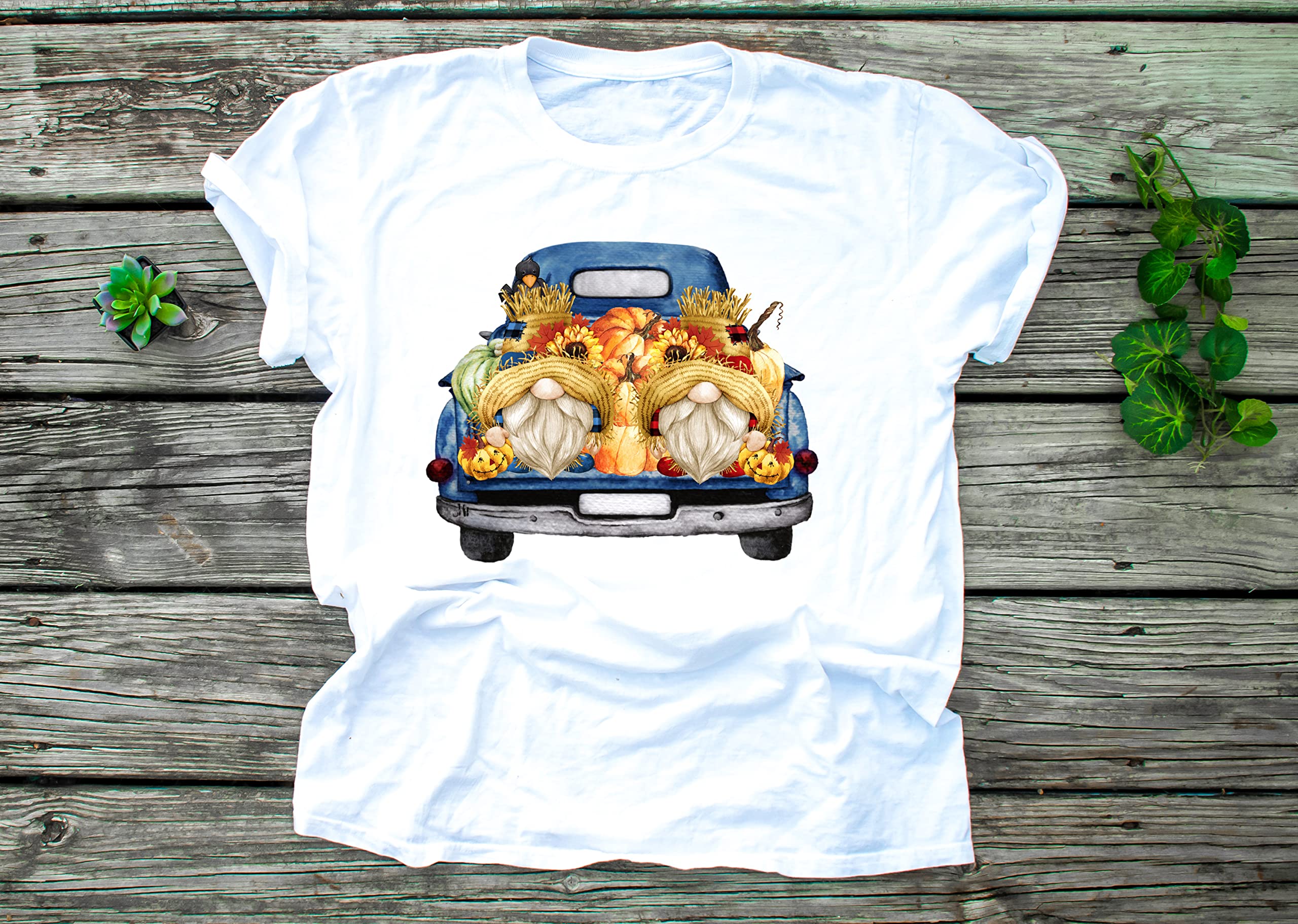 Fall Truck Scarecrow Gnomes Sublimation Transfer, Ready to Press, Autumn, Sunflowers, Pumpkins, Sublimation Transfer, Harvest, Ready to Use (Mug x1-3")