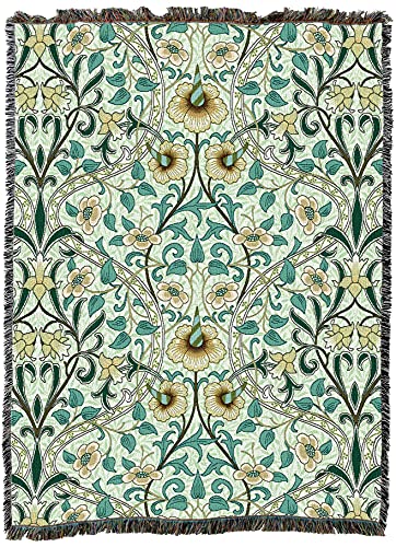 Pure Country Weavers William Morris Daffodil Meadow Blanket - Arts & Crafts - Gift Tapestry Throw Woven from Cotton - Made in The USA (72x54)