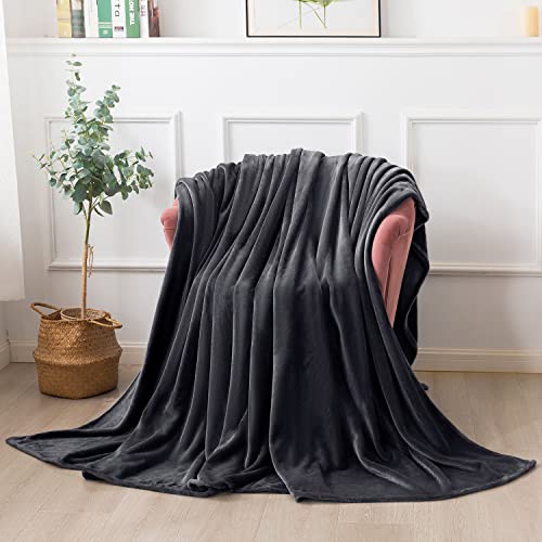 ONME Fleece Blanket, Twin Size Blanket - Soft Lightweight Microfiber Cool Blanket for Sofa, Couch, Bed, Camping, Travel, 60"x80" Dark Gray