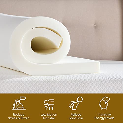 Continental Sleep Cool Gel Foam Topper, Adds Comfort to Mattress, Queen Size, Yellow