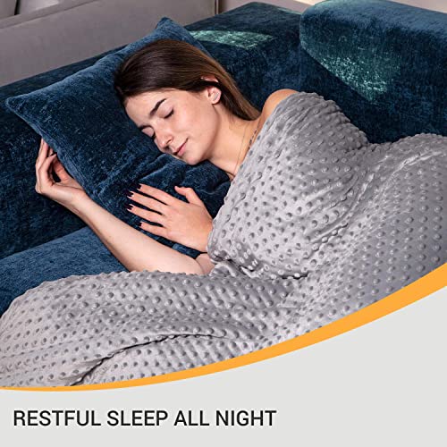 5 STARS UNITED Weighted Blanket Cover – 60”x80”, Grey, Minky Dot | Solid Minky Fleece - Removable Duvet Cover Only