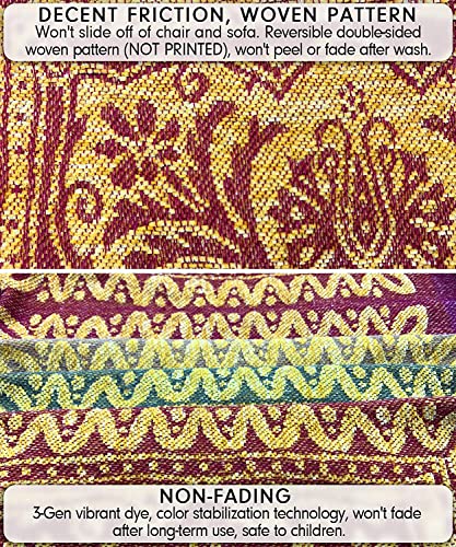 CaptainRay Bohemian Tribal Throws Blankets Reversible Colorful Red Blue Boho Hippie Chenille Jacquard Fabric Throw Covers Large Couch Furniture Sofa Chair Loveseat Recliner Oversized (Red, S:75X60)