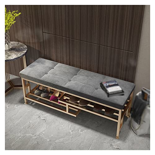 QUUL Changing Shoe Stool Comfortable Cushion Home Entrance Seat Shoe Rack Pattern Shoe Rack (Color : E, Size : 120 * 35 * 46cm)