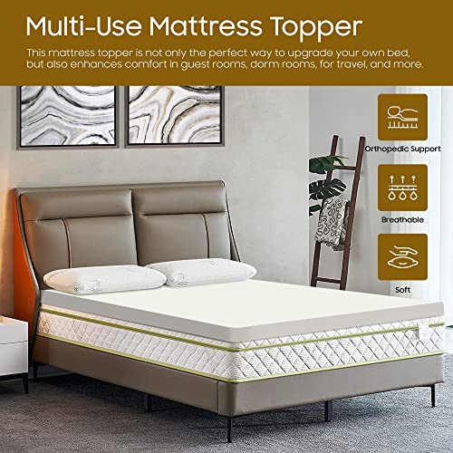 Continental Sleep Cool Gel Foam Topper, Adds Comfort to Mattress, Queen Size, Yellow