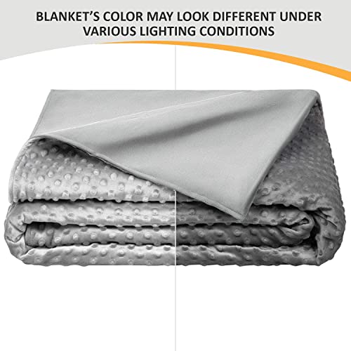 5 STARS UNITED Weighted Blanket Cover – 60”x80”, Grey, Minky Dot | Solid Minky Fleece - Removable Duvet Cover Only