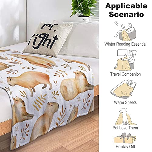 Adorable Capybara Super Soft Flannel Blanket Comfortable Throw Blanket for Bedroom Office Sofa Travel 60"x80"