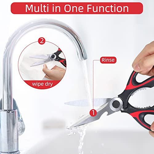 Kitchen Scissor For General Use 2-Packs,Heavy Duty Kitchen Raptor Meat Shears,Dishwasher Safe Cooking Scissors, Stainless Steel Multi-function Scissors For Food,Chicken,Poultry, Fish, Pizza,Herbs