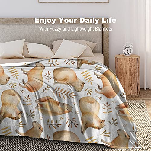 Adorable Capybara Super Soft Flannel Blanket Comfortable Throw Blanket for Bedroom Office Sofa Travel 60"x80"