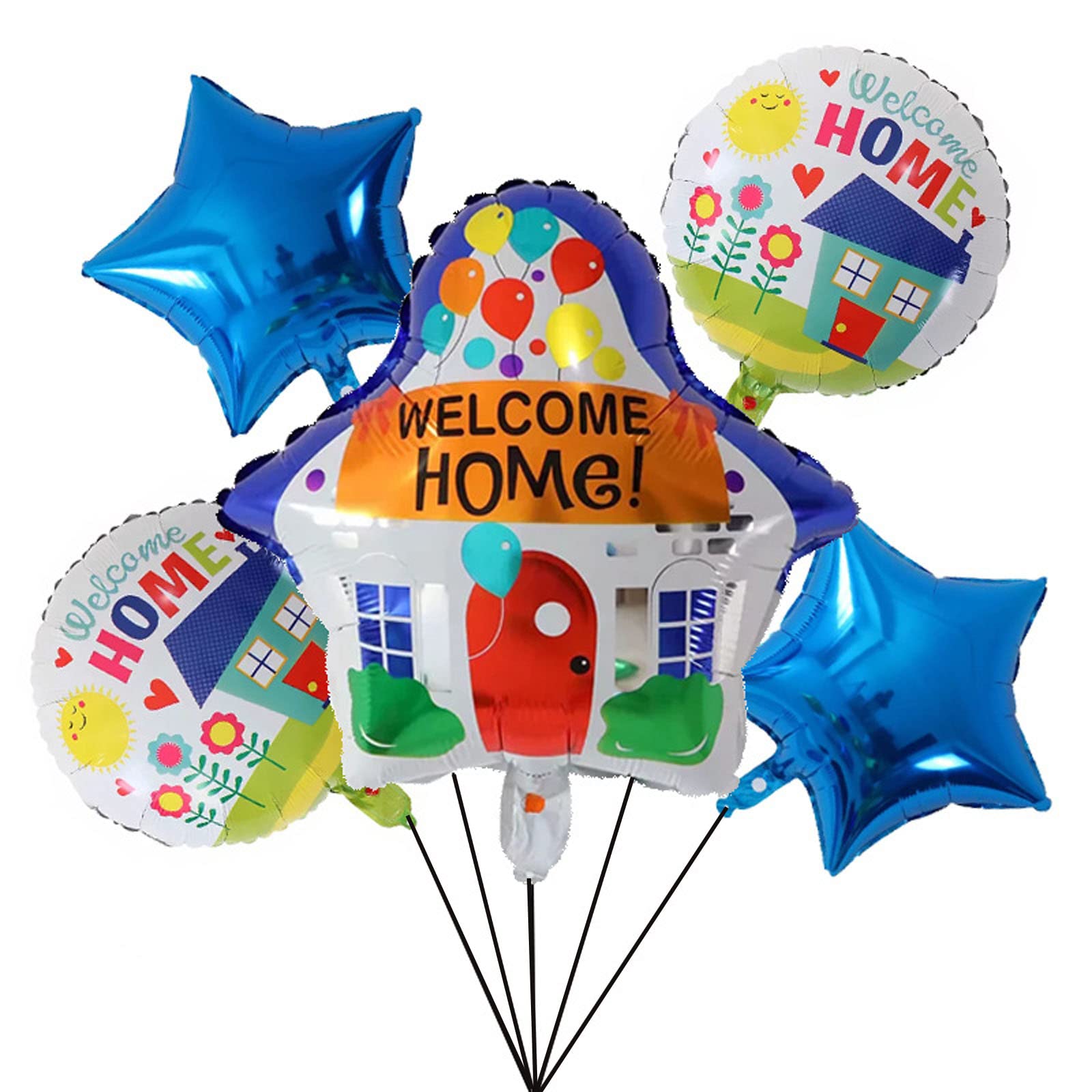 LYST 5PCS Welcome Home Foil Balloons with House Shaped Balloons for Party Decoration Home Decorations