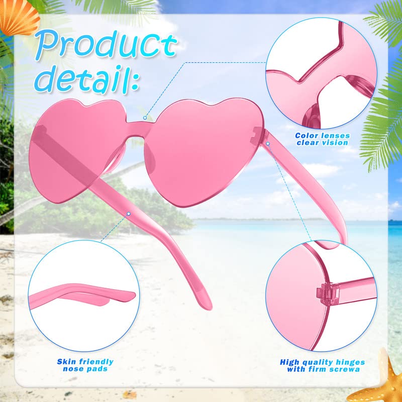 RTBOFY 12 Pack Heart Sunglasses for Women Party Favor Bulk Valentines Day with Candy Color