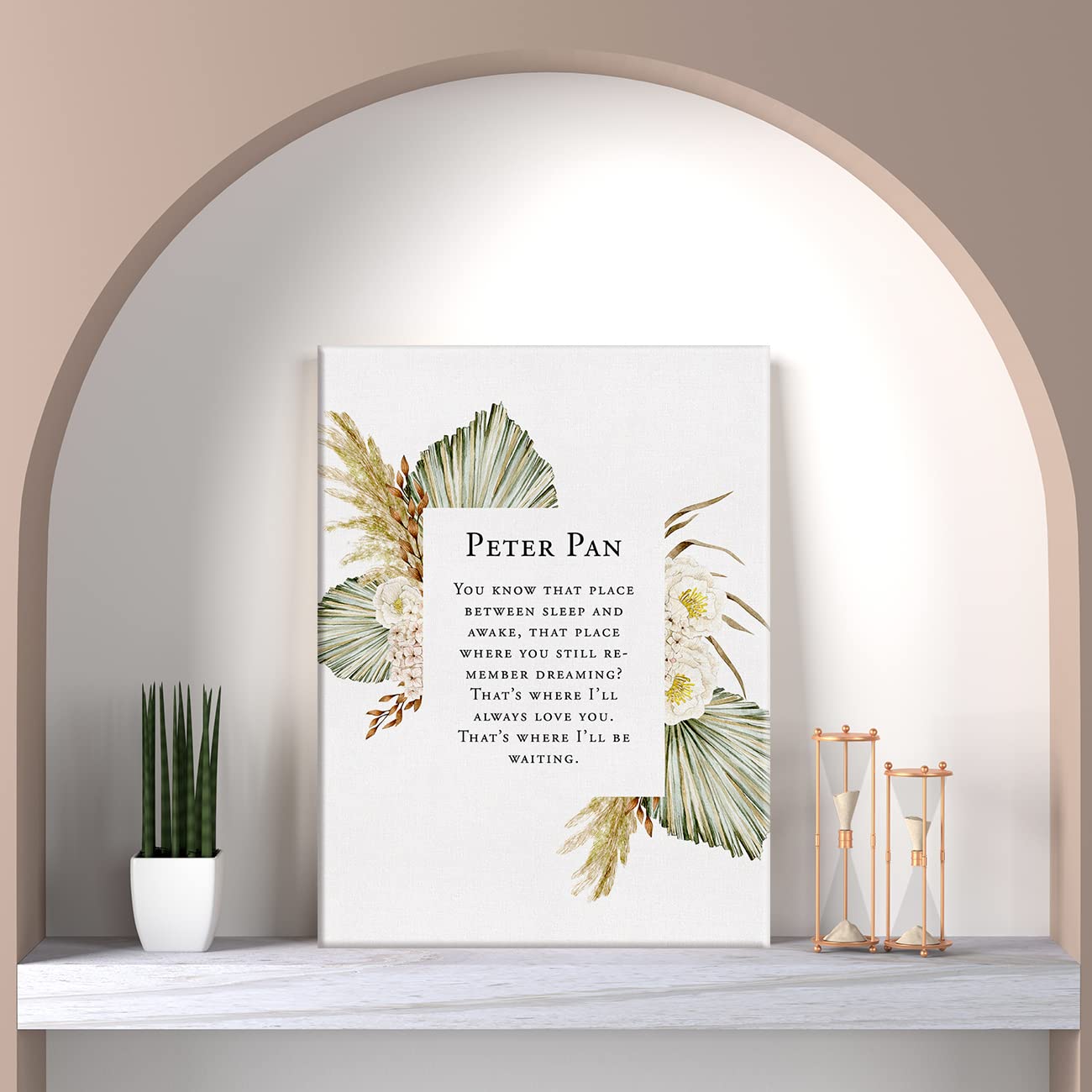 LEXSIVO Peter Pan Quote Flowers Print Canvas Wall Art Home Decor You Know That Place Between Sleep and Awake Painting 12x15 Canvas Poster Framed Ready to Hang