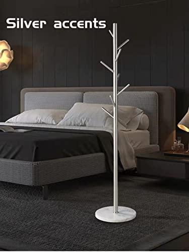 holcmic Metal coat rack bracket finish Stable Marble Round base with high-end hooks freestanding Metal tree hats Easy to assemble (Primary Stainless steel)