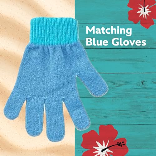 Disney Lilo and Stitch Kids Peruvian Beanie Cap and Glove Set, Winter Hat with Tassels, Blue, One Size