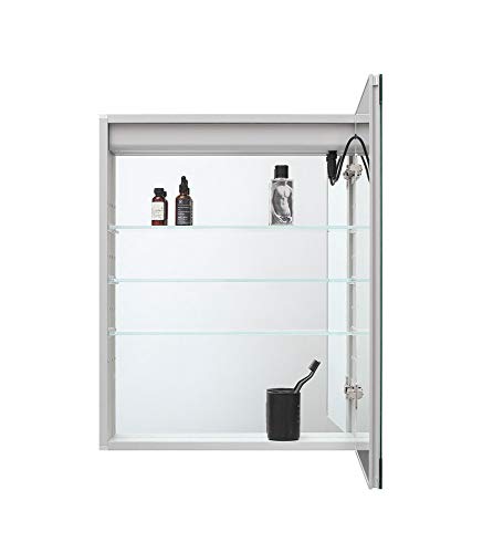 AQUADOM Royale Basic Q 24in x 30in x 5in Left Hinge LED Medicine Mirror Cabinet Recessed Surface Mounted, Dimmer, Touch Screen Button