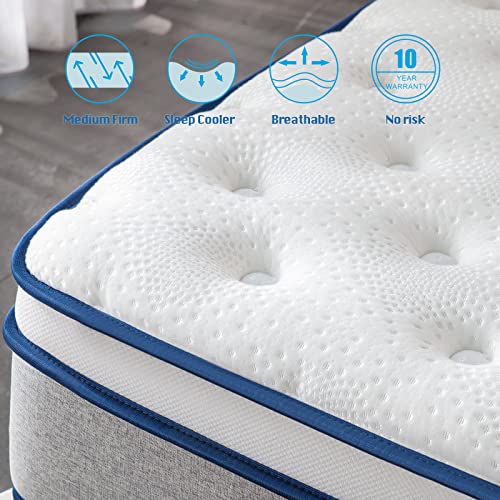 Full Mattress, 10 Inch Hybrid Mattress in a Box,Gel Memory Foam Mattress,Individually Wrapped Pocket Coils Innerspring Mattress for Motion Isolation,Medium Firm,Full Size Mattress,54"*75"*10"