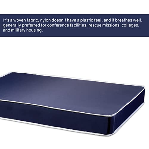 Mayton, 5-Inch Medium Firm Water Resistance Nylon Vinyl Dual Sided Mattress, Noiseless, Soft Cloud Feeling, Body Heat Reflection, Good for Hospital and Camp, Twin, Blue