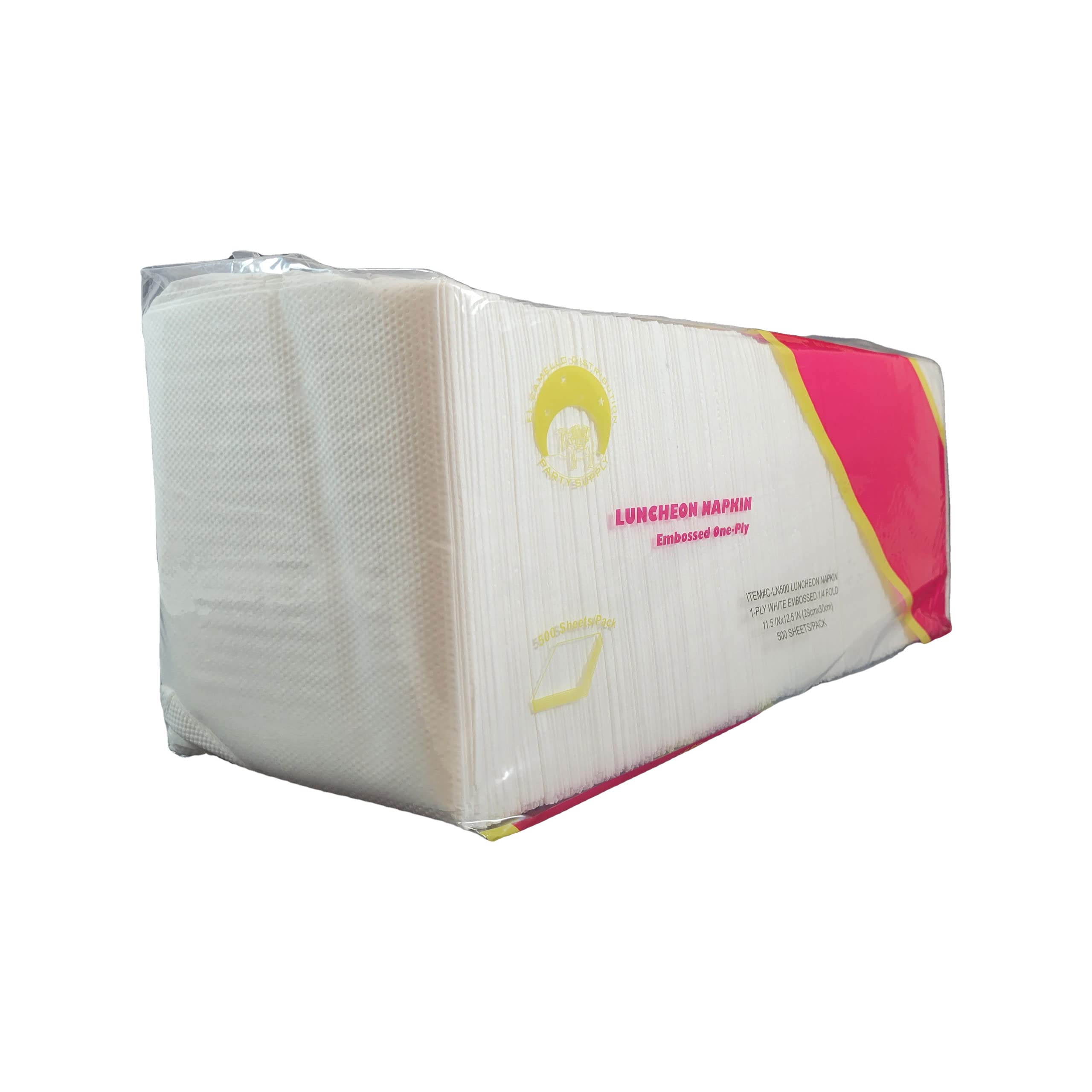 Pack of 500 Sheets Premium Luncheon Napkin Virgin 1ply White Embossed 1/4 Fold (1 Pack (500 Sheets))