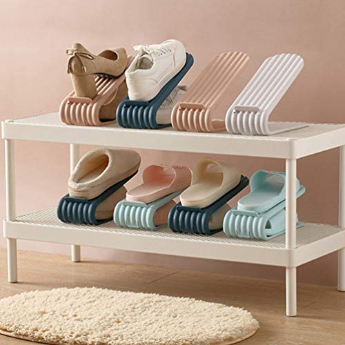 Cabilock Shoe Shelf Shoe Shelf Shoe Hanger 4pcs Shoe Slots Organizer Adjustable Shoe Stacker Space Saver Shoe Rack Holder for Closet Organization (Random Color) Shoe Holders Shoe Cabinet Shoe Cabinet