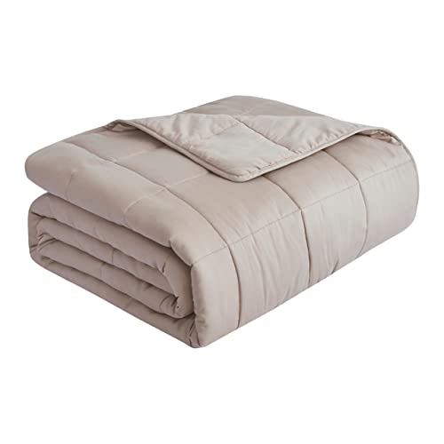 Dream Theory Cooling Weighted Blanket, Washable Weighted Blankets for Adults, 100% Natural Cotton Heavy Blanket with Glass Beads, Deep Touch Pressure Therapy, Relaxation, Sleeping, Tranquility - Tan