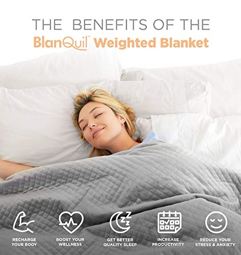 BlanQuil Quilted Weighted Blanket W/Removable Cover (Charcoal 20lb)