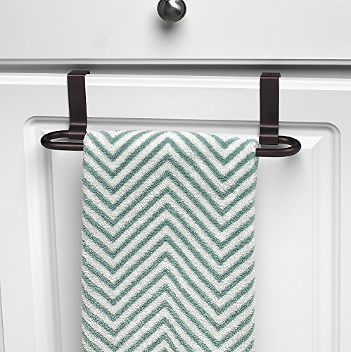 Spectrum Diversified Euro Bar Over The Cabinet Door Rack with Padded Brackets, No Installation Kitchen Rack & Bathroom Towel Stand, Bronze