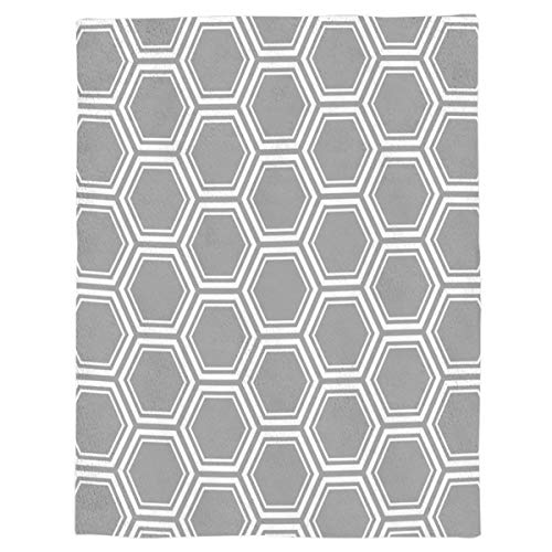 applebless Fleece Throw Blanket Hexagon Pattern Breathable Cozy Warm Flannel Plush Blanket Geometric Lightweight Fluffy Fuzzy Throw Blanket for Bed/Couch/Car (60 x 80 inch)