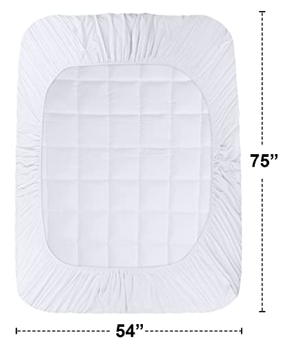 Utopia Bedding Quilted Fitted Premium Mattress Pad Full Size - Pillow Top Mattress Topper - Elastic Fitted Fluffy Mattress Protector - Mattress Cover Stretches up to 16 Inches Deep -Machine Washable