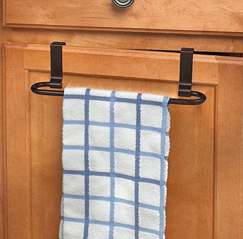 Spectrum Diversified Euro Bar Over The Cabinet Door Rack with Padded Brackets, No Installation Kitchen Rack & Bathroom Towel Stand, Bronze