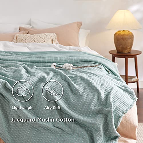 Bedsure 100% Cotton Muslin Blanket Grey King & Bedsure 100% Cotton Muslin Blanket Sage Green Throw