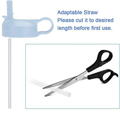 Top Souls Wide Mouth Straw Lids Compatible with Most Sports Water Bottles, 2 Lids 2 Long Straws 2 Brushes in 1 Value Pack.(Black x2)