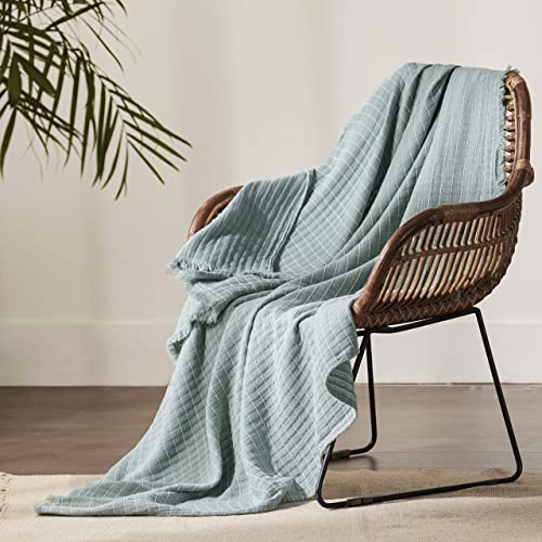 Bedsure 100% Cotton Muslin Blanket Grey King & Bedsure 100% Cotton Muslin Blanket Sage Green Throw