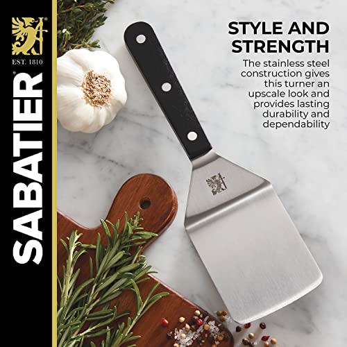 Sabatier Triple Rivet Stainless Steel Wide Turner, 9.65-Inch, Black