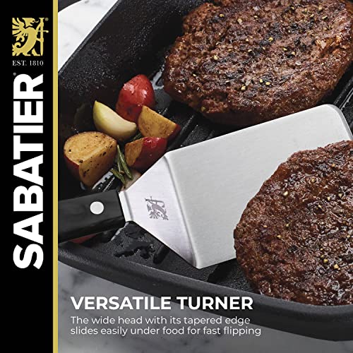 Sabatier Triple Rivet Stainless Steel Wide Turner, 9.65-Inch, Black